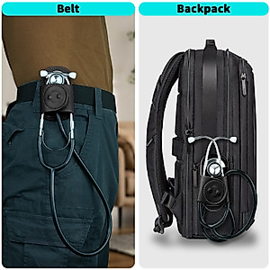 Magnetic Stethoscope Holder for Scrubs, with Leather-Covered Clip for Littmann ＆ Most Stethoscopes, Stethoscope Holder Clip for Scrubs/Belts/Backpacks, Black