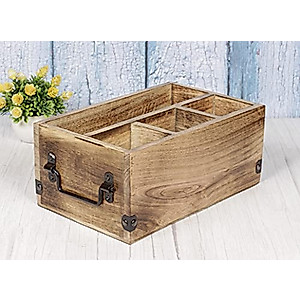 Mother's Day Gifts Wooden Kitchen Utensil Holder With 4 Compartments Wood Utensil Organiser for Cutlery, Napkins, Cups Caddy Organizer