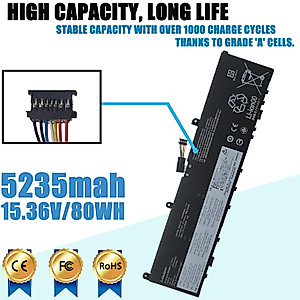 LAQUEENA L17C4P72 Laptop Battery • Compatible with Lenovo ThinkPad X1 Extreme 1st Gen/2nd Gen ThinkPad P1 1st Gen/P1 Gen 2 Series Notebook • SB10Q76928 01AY968 L17M4P72 L18M4P71 SB10S57317 01YU911