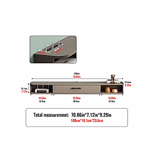 Pmnianhua Floating TV Stand,70'' Wall Mounted Floating TV Shelf for TVs up to 75 inches, Floating TV Wall Unit with Shelves for Gaming Consoles Small Spaces Apartments,Bedrooms (Light Grey Oak)