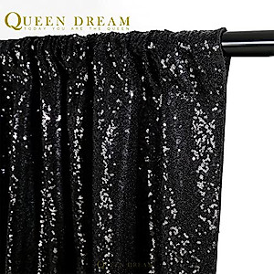 Black Sequin Backdrop 2 Panels 2FTx8FT Halloween Backdrop Curtains Party Decorations Birthday Wedding Photo Backdrop