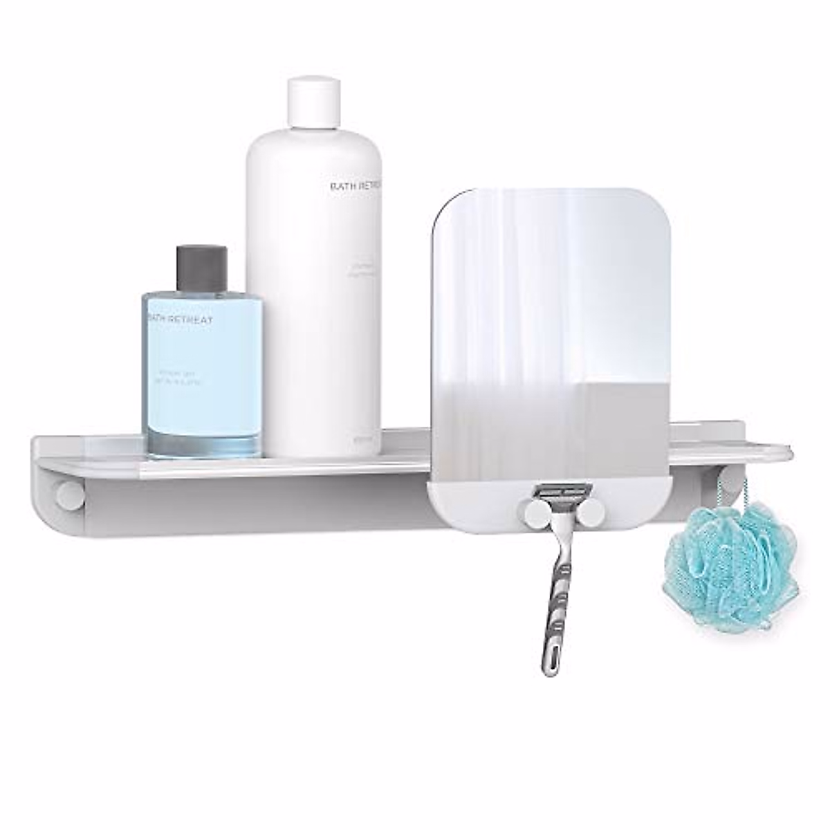 Better Living Products 11631 GLIDE Shower Shelf with Mirror, Grey