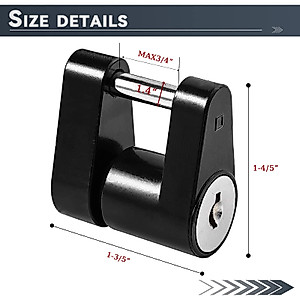 Trailer Hitch Coupler Lock, 1/4 "Diameter, 3/4" Span, Small Copper-plated Ball Cover Trailer Lock for Car, Tug, RV, Trucks (Black)