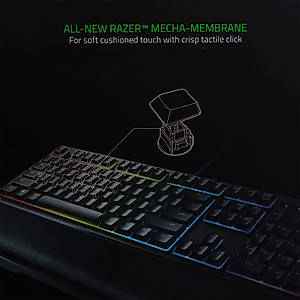 Razer Ornata Chroma Gaming Keyboard: Hybrid Mechanical Key Switches - Customizable Chroma RGB Lighting - Individually Backlit Keys - Detachable Plush Wrist Rest - Programmable Macro Functionality