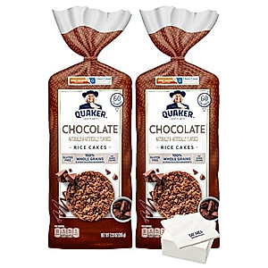 Quaker Rice Cakes, Chocolate, 7.23oz Bags, (Pack of 2) with Bay Area Marketplace Napkins