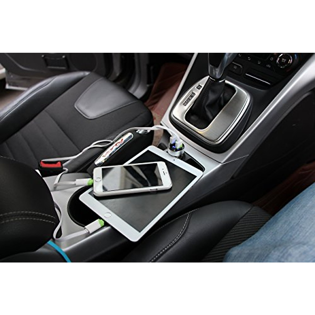 LIHAN Dual USB Car Charger,4.8A Output,Cigarette Lighter Voltage Meter Compatible with Apple iPhone,iPad,Samsung Galaxy,LG,Google Nexus,USB Charging Devices,Silver