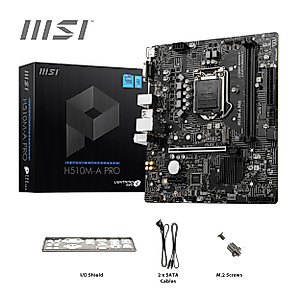 MSI H510M-A PRO ProSeries Motherboard (mATX, 11th/10th Gen Intel Core, LGA 1200 Socket, DDR4, PCIe 4, M.2 Slot, USB 3.2 Gen 1, 2.5G LAN, D-SUB/HDMI)