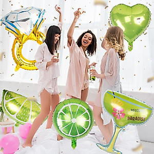 16 Pcs Margs and Matrimony Bachelorette Balloons Wedding Bridal Party Decor Large Lime Balloons Diamond Ring Balloons for Margarita Bachelorette Party Wedding Bridal Shower Decorations (margarita, 16)