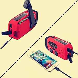 Handsider Solar Hand Crank Self Powered Survival Emergency AM FM NOAA Weather Radio with Led Flashlight, 2000mAh Power Bank for Cellphone Smartphone
