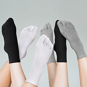 Bencailor 6 Pairs Women Five Toe Socks Cotton Breathable Compression Solid Color Tube Sock for Women Men Athletic Running(5-9,Black, White, Dark Gray, Light Gray, Coffee, Navy)
