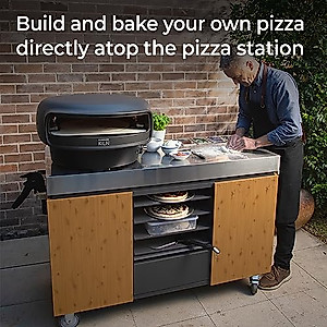 Everdure Pizza Oven Station - Preparation Cart with Stainless Steel Countertop, Four Slide Out Shelves, On Wheels for Portability