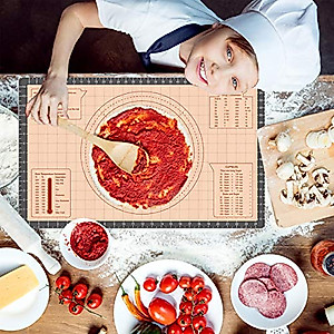 Silicone Pastry Baking Mat Non Stick-Large Rolling Dough with Measurements-Non Slip Pizza,Fondant,Pie,Cake Baking Mat - 26 x 16 Inch By Cook Time