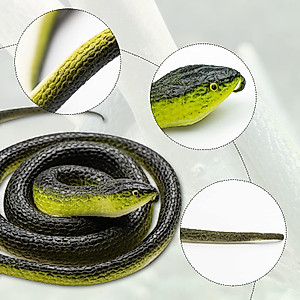 Porgaten Fake Snake Rubber Snake Toy, 4 Pieces Realistic Black Mamba Snakes That Look Real for Garden Props to Keep Birds Away, Novelty Toys for Playing Jokes Prank Stuff for Halloween Party Favor