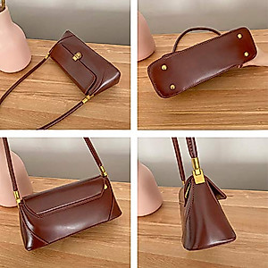 Small Clutch Shoulder Bag for Women Leather Mini Tote Handbag Purse with Buckle Closure (black)