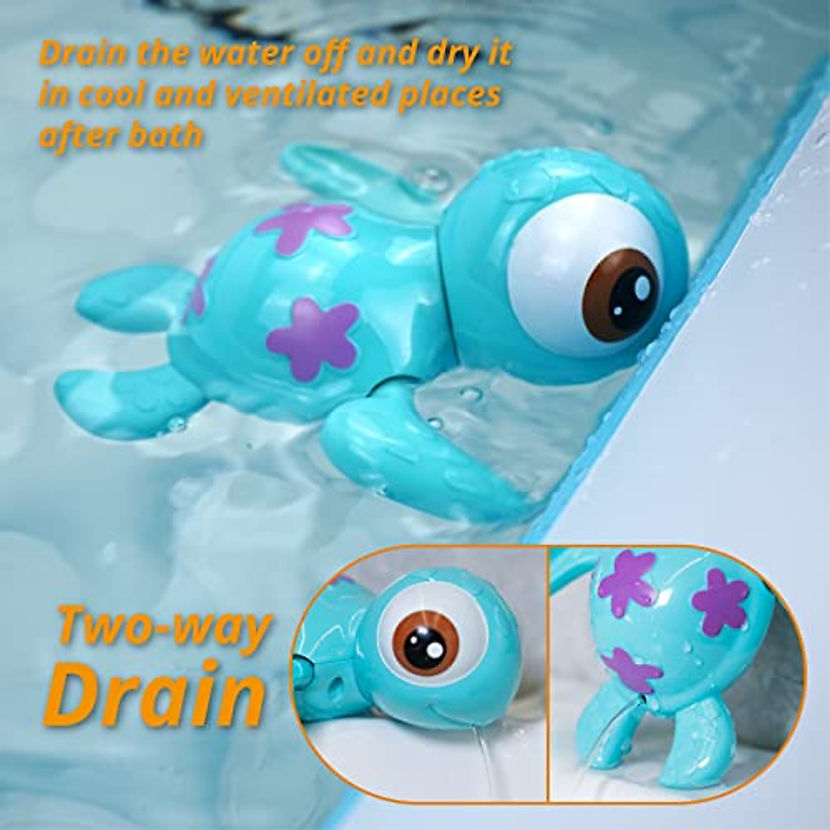 DUCKBOXX XX Bath Toys Wind up Swimming Sea Turtles for Kids 18M+ (Blue)