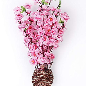 DOITOOL 6pcs Peach Flower Bouquet Flower Hanging Vine Cherry Blossom Tree Stems Fake Cherry Blossoms Artifical Flowers Flowers Decorative Flowers Pink Vase Household Bride Fake Plant