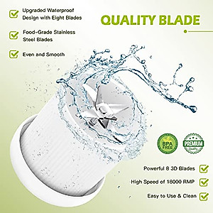 Portable Blender, Cheweetty Personal Size Blender Cup for Shakes and Smoothies, Electric Fresh Juice Blender, 10Oz Portable Blender USB Rechargeable with Eight 3D Blades for Home, Travel, Outdoors