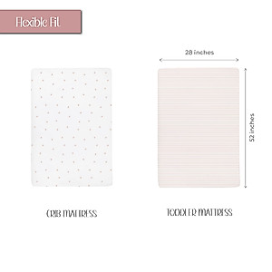 Crib Sheets Set 2 Pack - Baby Crib Sheets with 100% Jersey Cotton - Crib Sheets for Boys and Girls, Newborn Essentials (Crib, Pink Tulip)