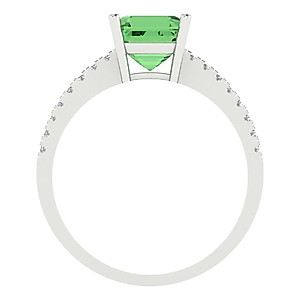 Clara Pucci 1.66 ct Asscher Cut Solitaire Green Simulated Diamond Designer Anniversary Bridal Engagement Ring 14k White Gold