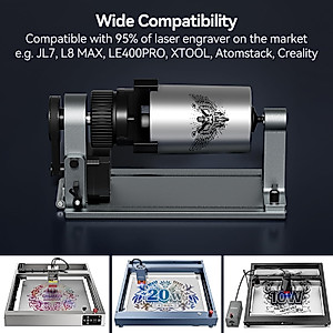 Woxcker ARot8 Rotary Roller, 4 in 1 Multi-Function Chuck Rotary Roller, Adjustable Jaw Chuck Rotary for Engraving Cylindrical Objects, Tumbler, Baseball Bat, Ring, Compatible with Most Engraver