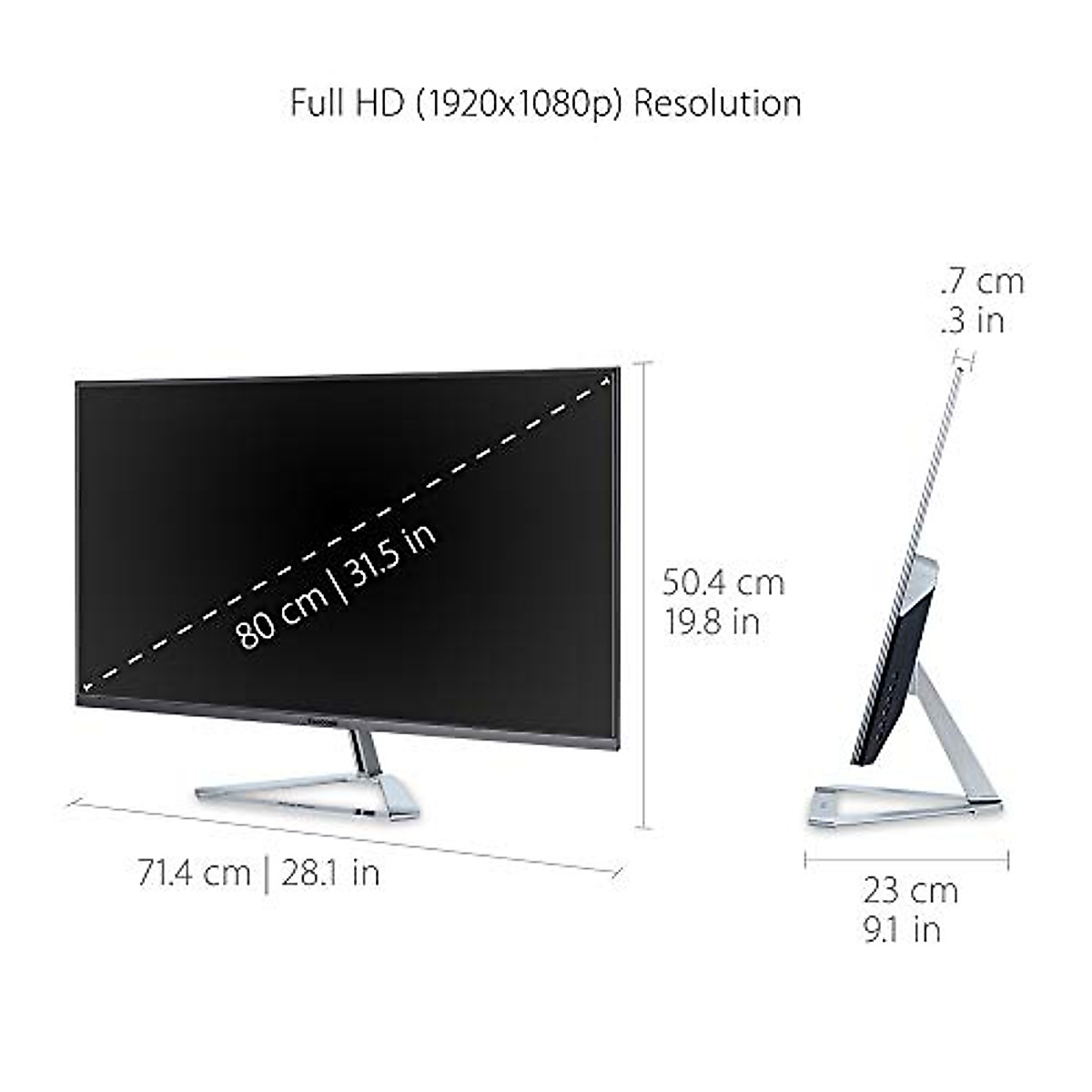 ViewSonic 32 Inch 1080p Widescreen IPS Monitor with Ultra-Thin Bezels, Screen Split Capability HDMI and DisplayPort (VX3276-MHD)