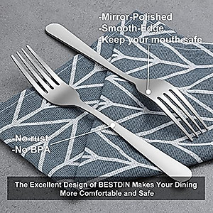 Bestdin Dinner Forks, Silverware Forks Set of 12, Food Grade Stainless Steel Flatware Table Forks Sets, Mirror-Polished & Dishwasher Safe, Use for Home Kitchen, Party or Restaurant
