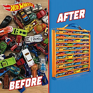 Hot Wheels Rack N' Track Storage for 44 Cars or Other Toys - Showcase, Display Box, Collector's Case, Collector's Box, Multicoloured, Cars are Not Included (HWCC9)