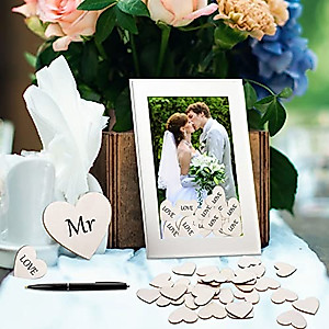 Wooden Hearts Guest Book Hearts Set 150 Pcs Small Wooden Hearts Cutouts and 2 Pcs Big Wood Heart Wooden Heart Guest Book Alternative Christmas Tree Ornament for Wedding Baby Shower Guest Sign