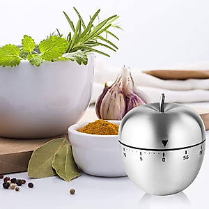 UD Apple Kitchen Timer Cute Manual, Stainless Steel Metal Mechanical Visual Countdown Cooking Timer with Loud Alarm for Kitchen Cooking Baking Sports Kids (Apple), A003
