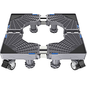 OREKO Mini Fridge Mobile Base Stand Adjustable Washer Dryer Refrigerator Stand With 4 Dual-wheel And 8 Lifting Feet (Double-tube)
