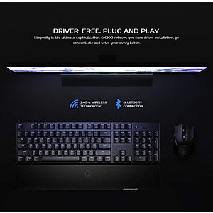 GameSir GK300 Wireless Mechanical Gaming Keyboard 2.4 GHz + Blutooth Connectivity, 1ms Low Latency, Aluminium Alloy Top Plate, Anti-ghosting for PC/iOS/iPad/Android Smartphone/Laptop and Mac (Renewed)