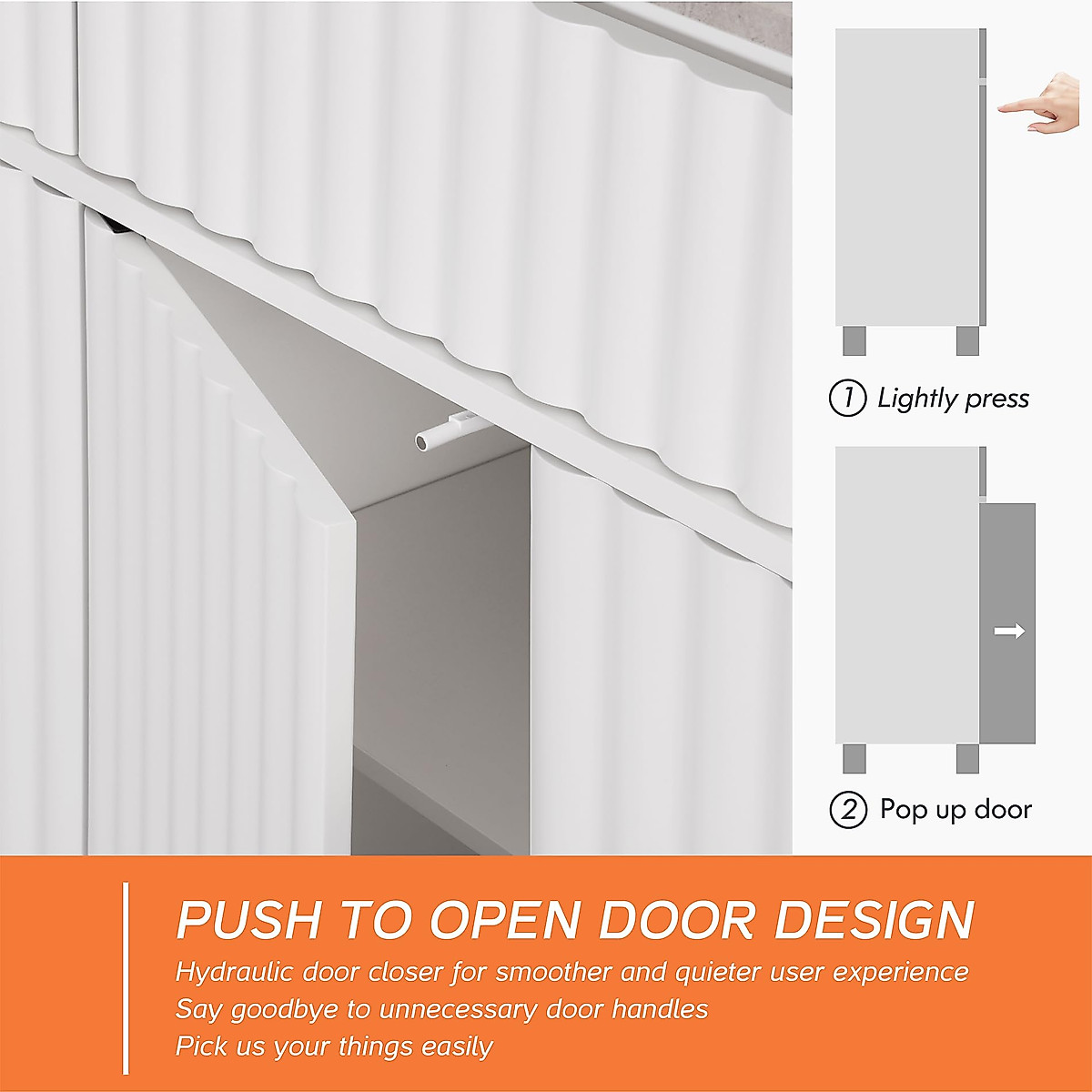 WAMPAT White Dresser for Bedroom with Doors, Modern Baby Dresser Wood Storage Organizer with Solid Wood Legs & Adjustable Shelves for Bedroom, Kids Room, Nursery