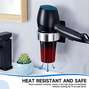 XILIMEN Hair Dryer Holder Wall Mounted, Bathroom Blow Dryer Holder, Stainless Steel Hair Blow Dryer Rack Organizer, Adhesive Hairdryer Holder for Bathroom Barber Shops, Hair Dryer Storage