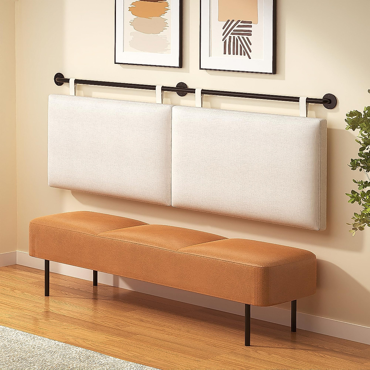 BSHOMGI King Headboard Wall Mounted Headboard King for Bed with Linen Upholstery and Button Tufted Hanging Headboard for Bedroom hanksgiving Day, Christmas for Family(Beige, King)