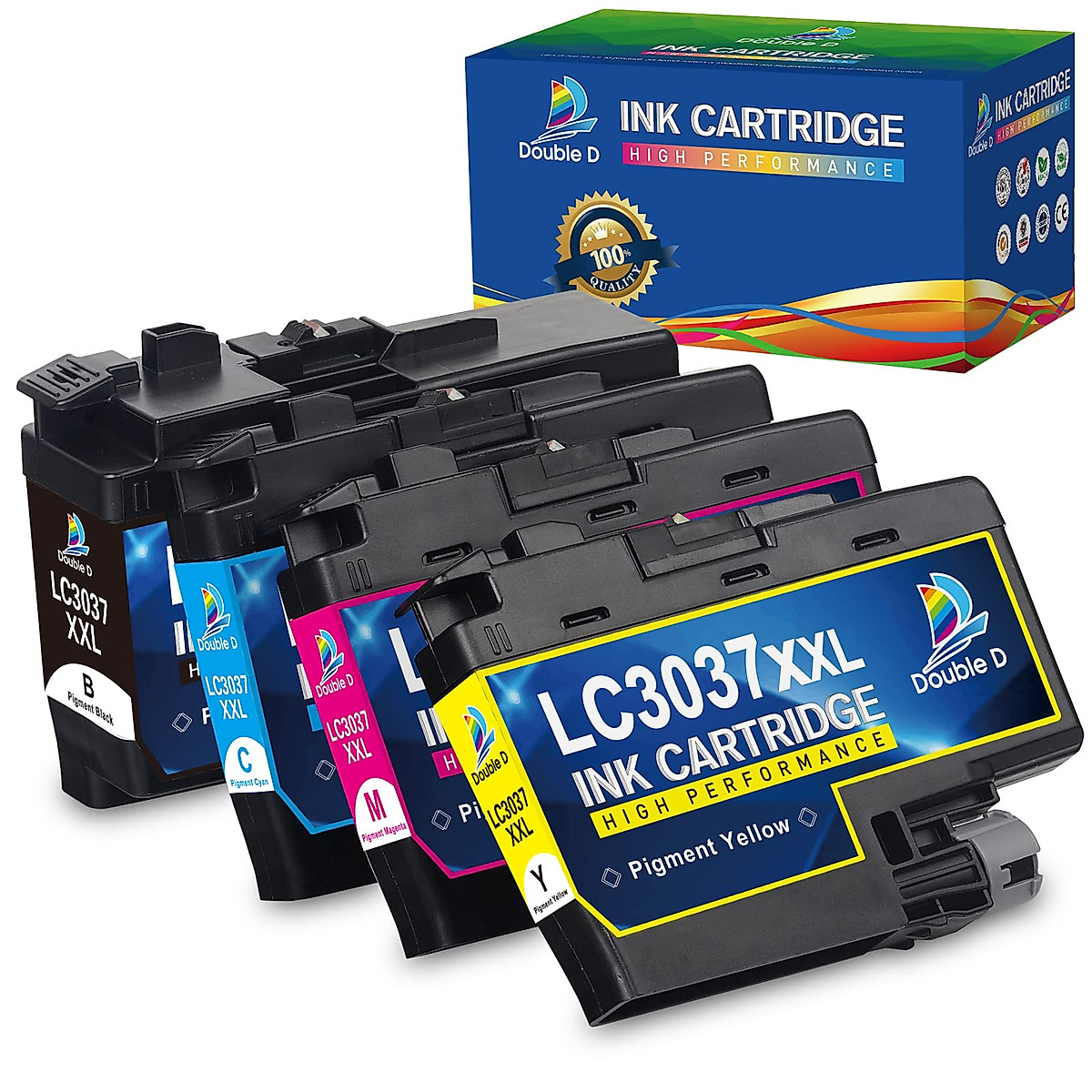 DOUBLE D LC3037 Ink Cartridges Compatible Replacement for Brother LC3037 LC3037XXL LC3039, High Yield use with MFC-J6945DW MFC-J5845DW XL MFC-J5945DW MFC-J6545DW XL (1 Each of lc3037 BK/C/M/Y) 4PK