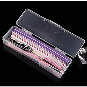 2 Pcs Plastic Transparent Multifunctional Rectangular Storage Box Nail Art Tool Box Office Supplies Organizer Manicure Tool Box