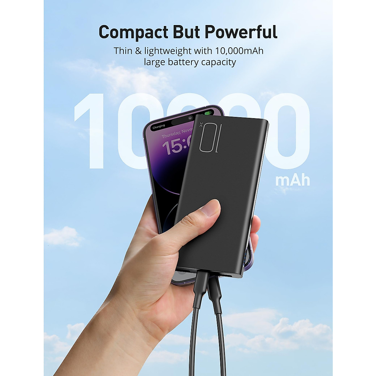 evatronic 2-Pack Power Bank Portable Charger, Dual USB-C 10000mAh Powerbank Fast Charging Portable Phone Charger, External Battery Pack Compatible with iPhone 15/14/13, Galaxy S23/22, Pixel and etc