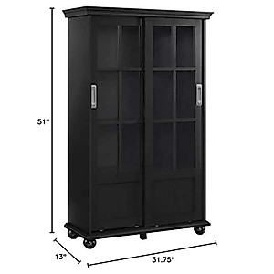 Ameriwood Home Aaron Lane 4 tier Bookcase with Sliding Glass Doors, Black
