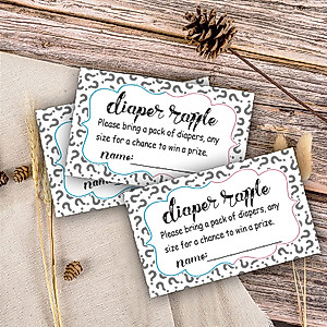 Diaper Raffle Tickets for Baby Shower (50 Count) 3.5" x 2" with Name Line, Baby Shower Game