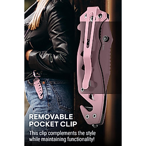 Pink Pocket Knife for Women - Legal Small Knife - 2.68 Inch Serrated Blade - Womens Knife for Self Defense - Cute Girl Survival Tool Pocket & Folding Knives - Mothers Day Gift Idea - 6655 P