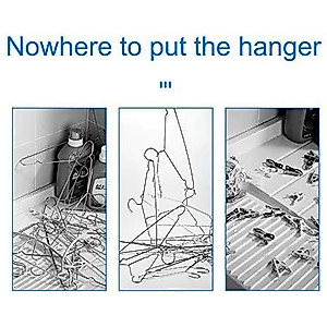 2-Section Stainless Steel Clothes Hanger Storage, Retractable Space Saving Clothes Hanger Storage Organizer, Wall Mount Clothes Rack Organizer, Adhesive or Drilling Installation(Length 10.6") 1