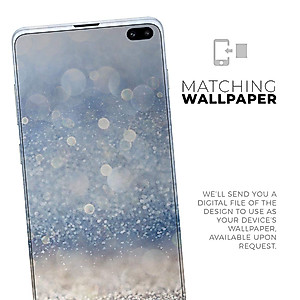 DesignSkinz Blue Unfocused Silver Sparkle Protective Vinyl Decal Wrap Skin Cover Compatible with The Samsung Galaxy S20 (Screen Trim & Back Glass Skin)