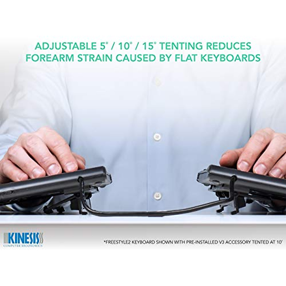 KINESIS Freestyle2 USB-C Ergonomic Keyboard w/ VIP3 Lifters for PC (9" Separation) (KB820PB-US)