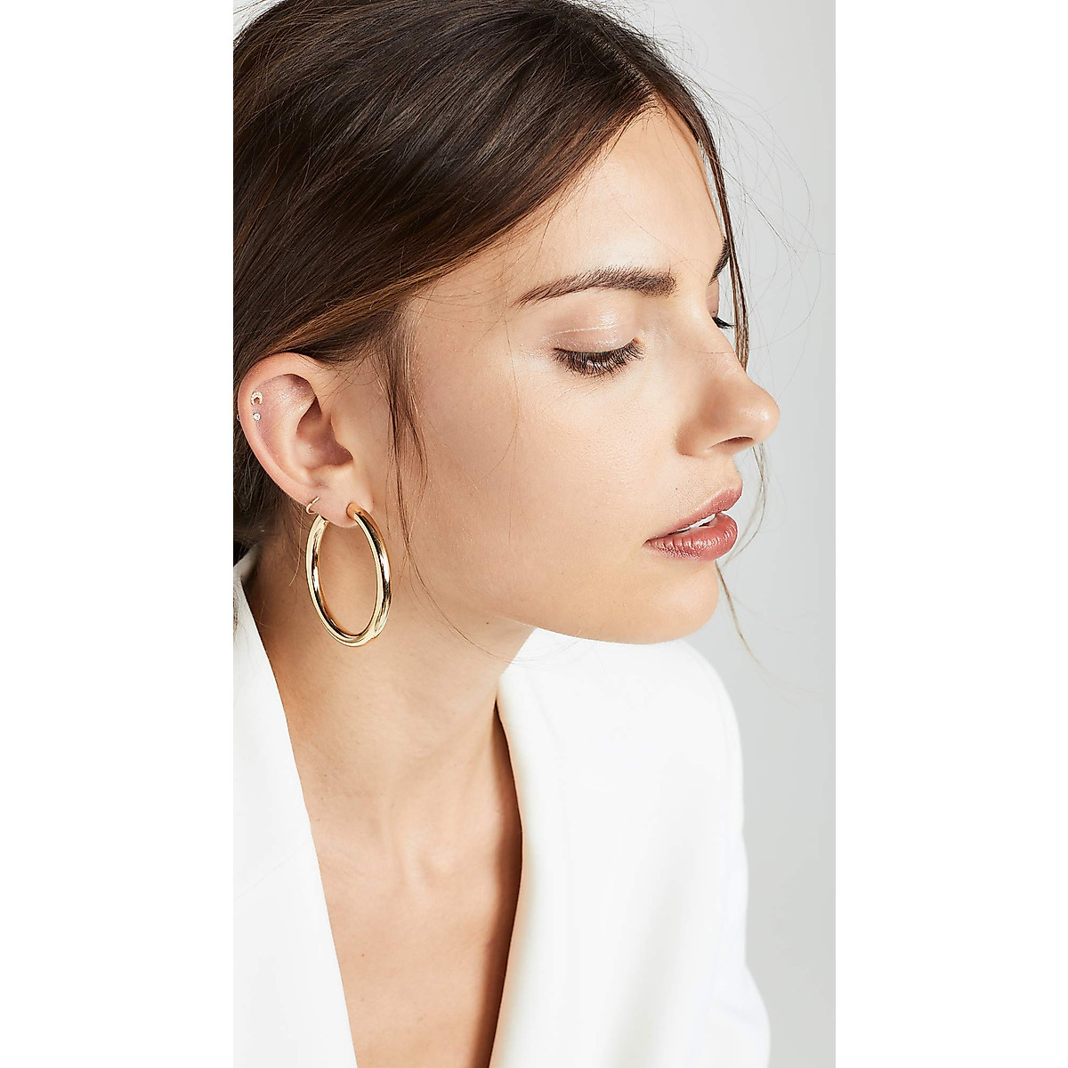 Jennifer Zeuner Jewelry Women's Lou Medium Hoop Earrings, Yellow Vermeil, One Size