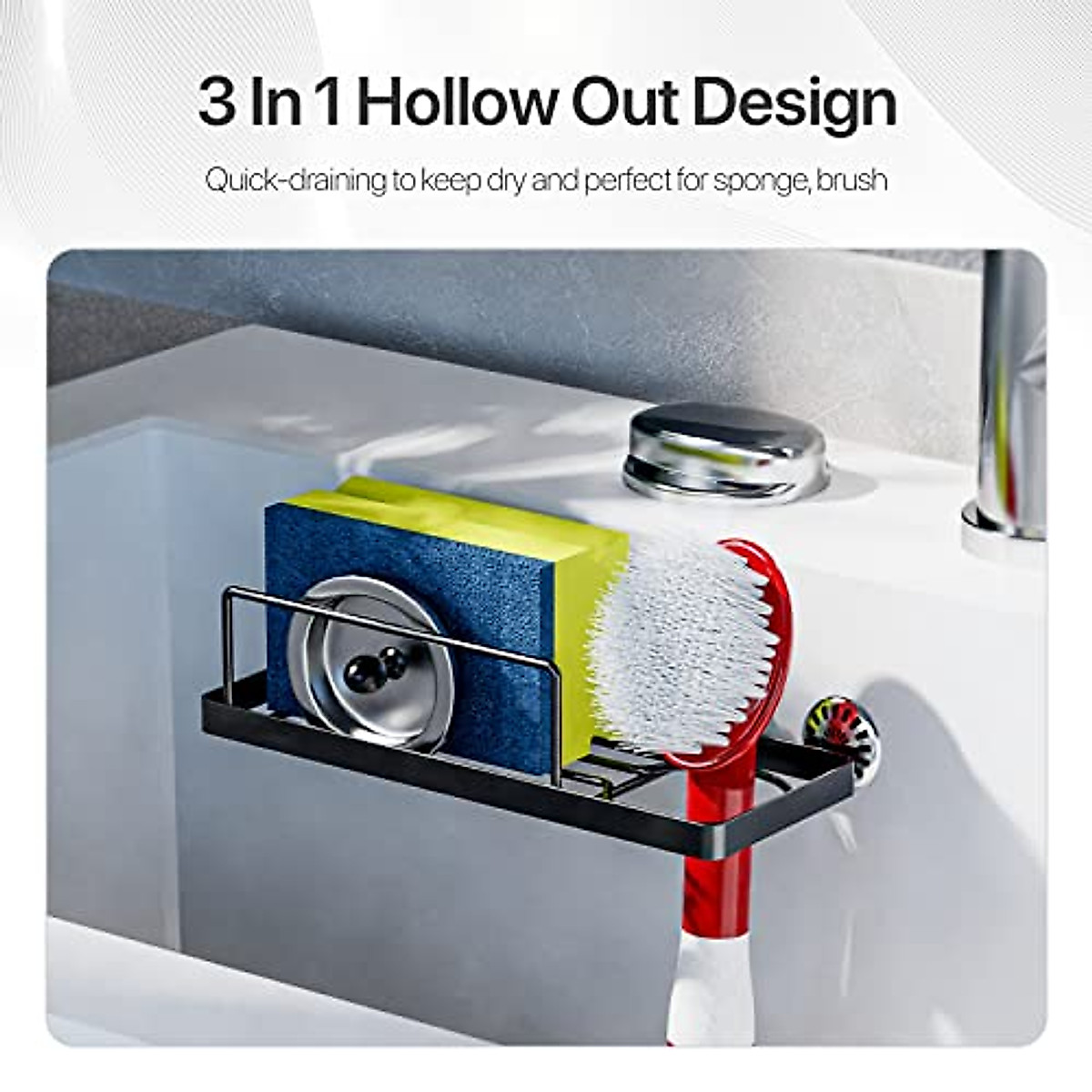 iSPECLE Dish Drying Rack and Sink Caddy, Stainless Steel Dish Rack and 3-in-1 Kitchen Sponge Holder, Bundle Sales, 2 Packs