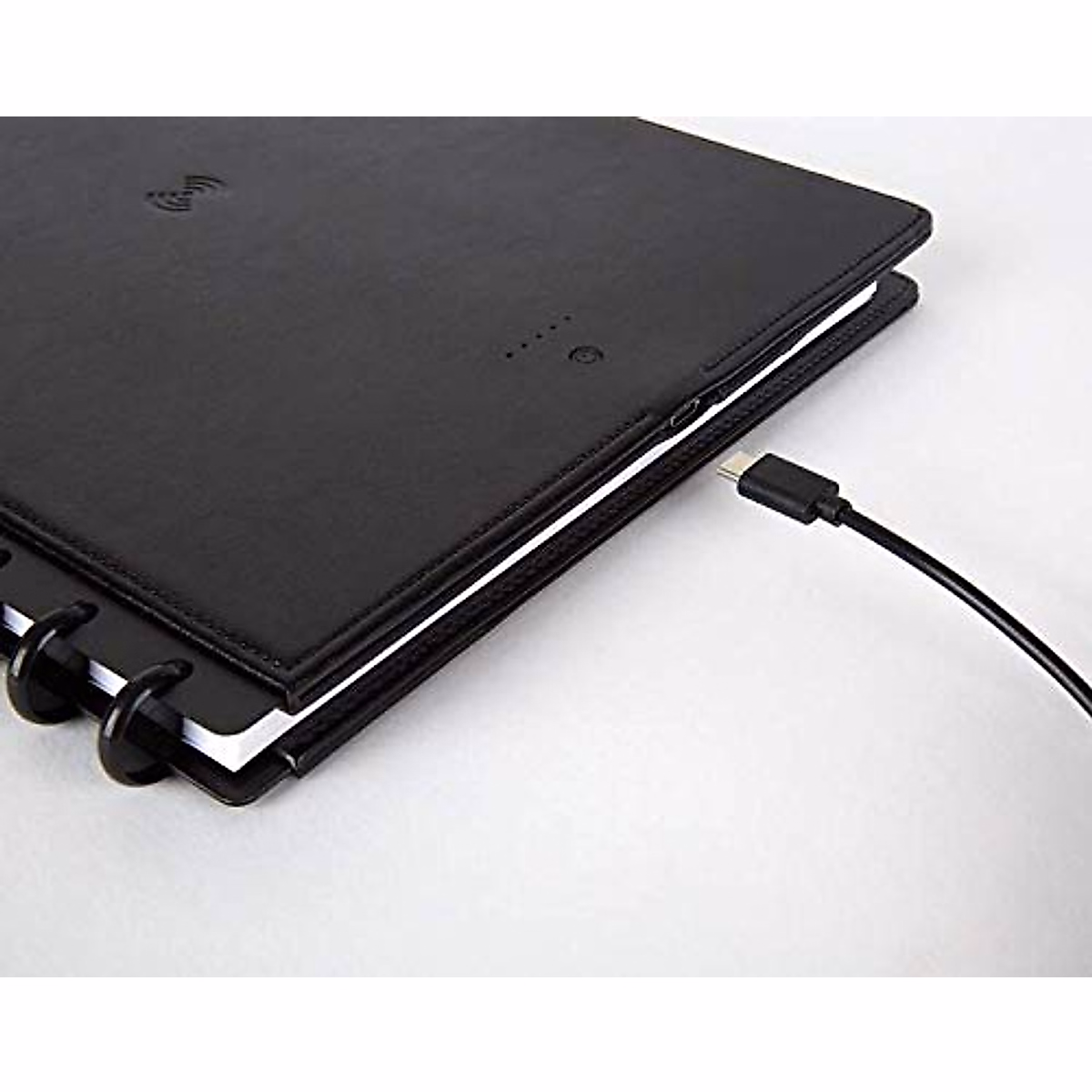 TUL Wireless Charging Discbound Notebook, Leather Cover, Letter Size, Black