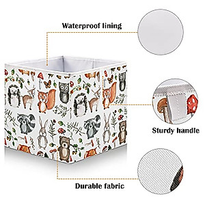 Cute Woodland Animals Storage Basket Storage Bin Rectangular Collapsible Toy Boxs Fabric Storage Organizer for Kids Room Bedroom…