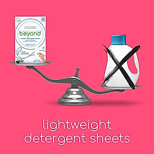 Beyond Laundry Detergent Sheets (32 sheets) - Free & Clear - Eco-friendly, Hypoallergenic. Biodegradable. Paraben free. Travel friendly. Plastic Free Packaging