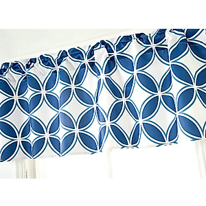 Annlaite Geo Valance for Windows(52 by 18 inches) Elegant Colorful Printed Room Darkening Window Curtain Valance for Kitchen/Bathroom/Living Room/Backdrop 1 Panel Navy