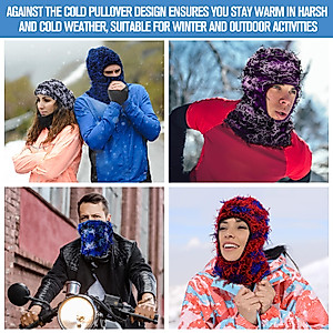 ramede 18 Pieces Distressed Balaclava Bulk Full Face Knitted Balaclava Ski Mask Windproof Mask for Men Women Cold Weather (Mixed Colors)